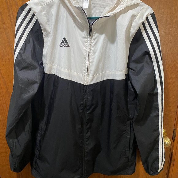 adidas | Jackets & Coats | Adidas Black And White Windbreaker Front ...